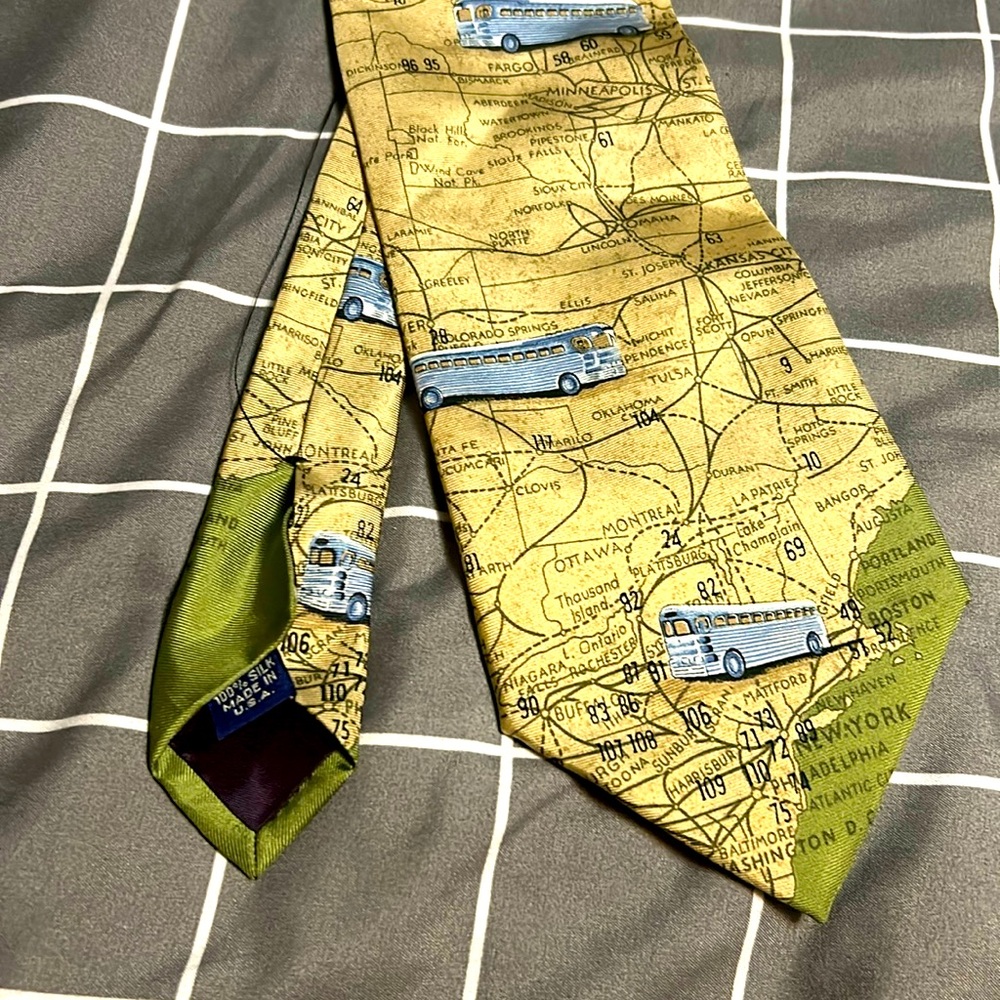 Vintage Structure 100% Silk Map Tie - Gem